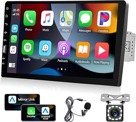 PODOFO 9 Inch Single Din Touch Screen Car Radio with CarPlay Android A