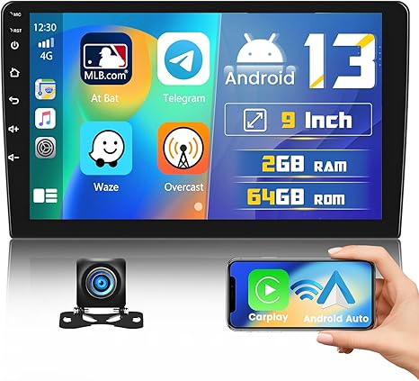 PODOFO 2+64GB Android 13 Double Din Car Stereo Wireless Carplay Androi