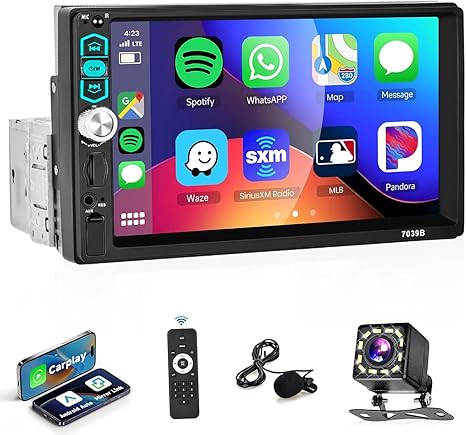PODOFO 10.26'' Wireless Apple Carplay & Android Auto with 4K Dashcam,