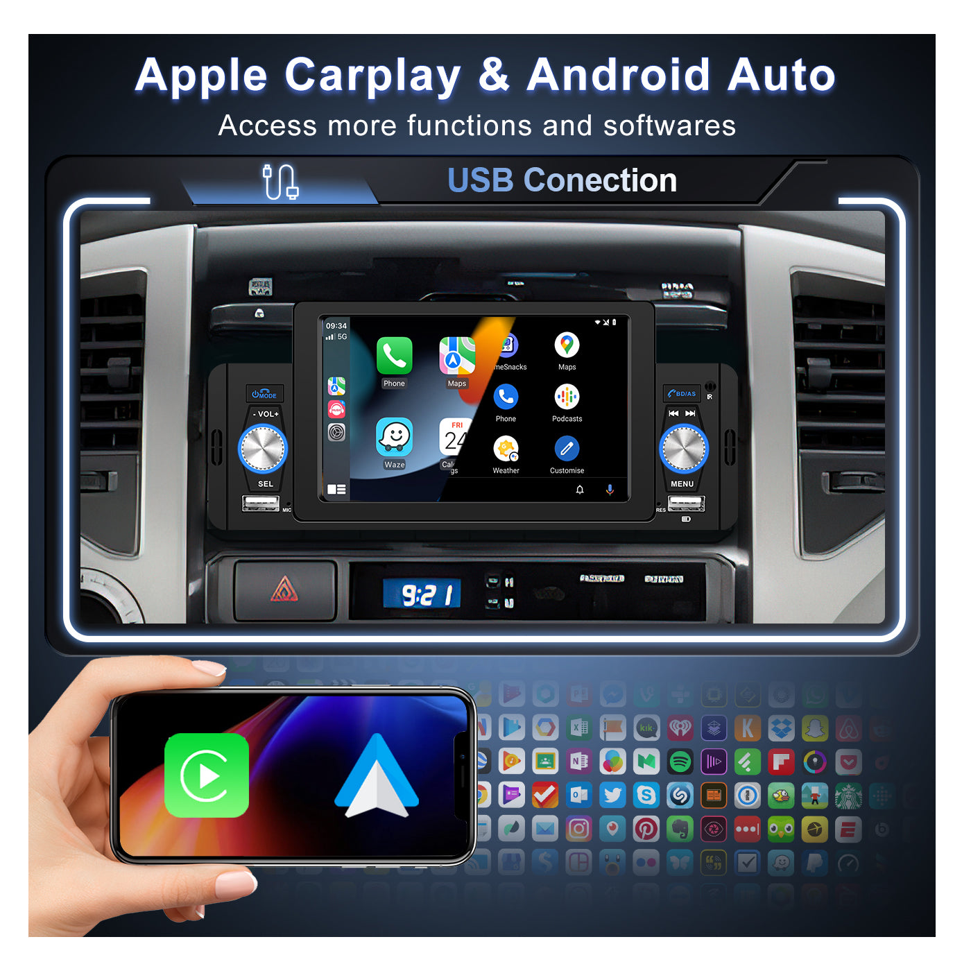 PODOFO 5 Inch Touchscreen Single Din Car Stereo Radio, MP5 Player with