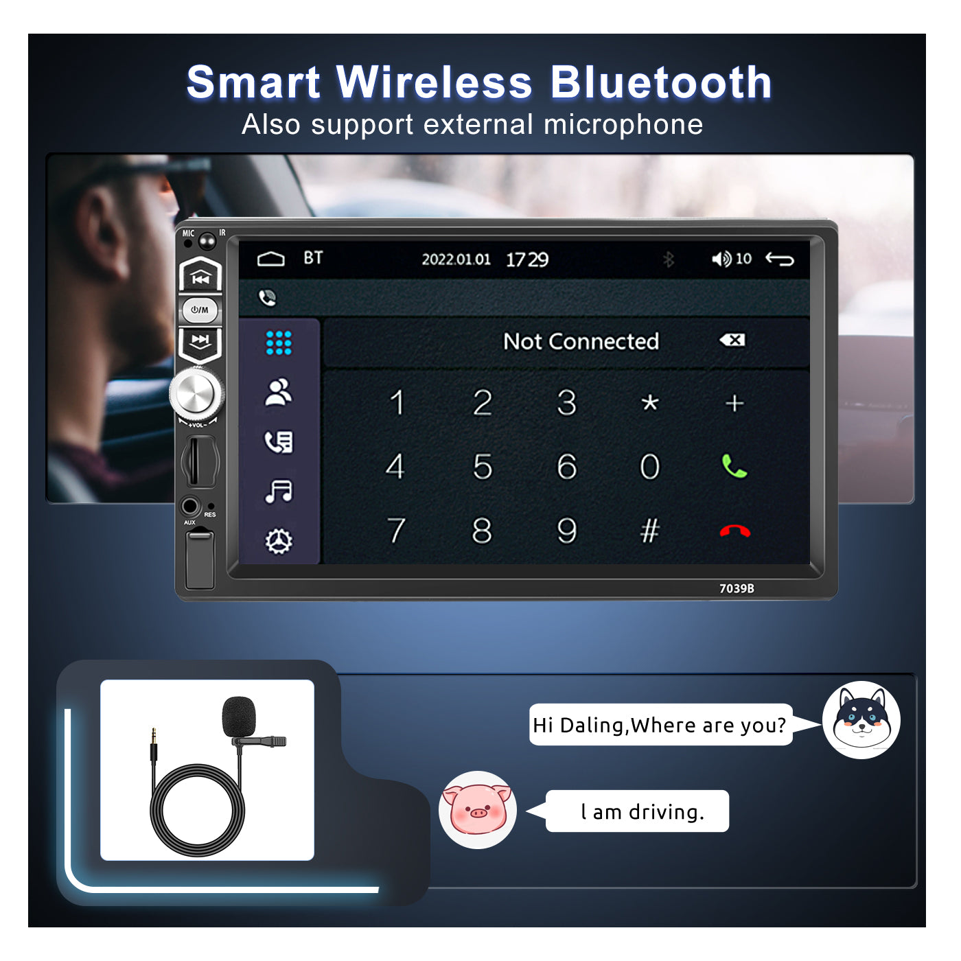 PODOFO CarPlay & Android Auto Single Din Car Stereo Radio with 7 Inch