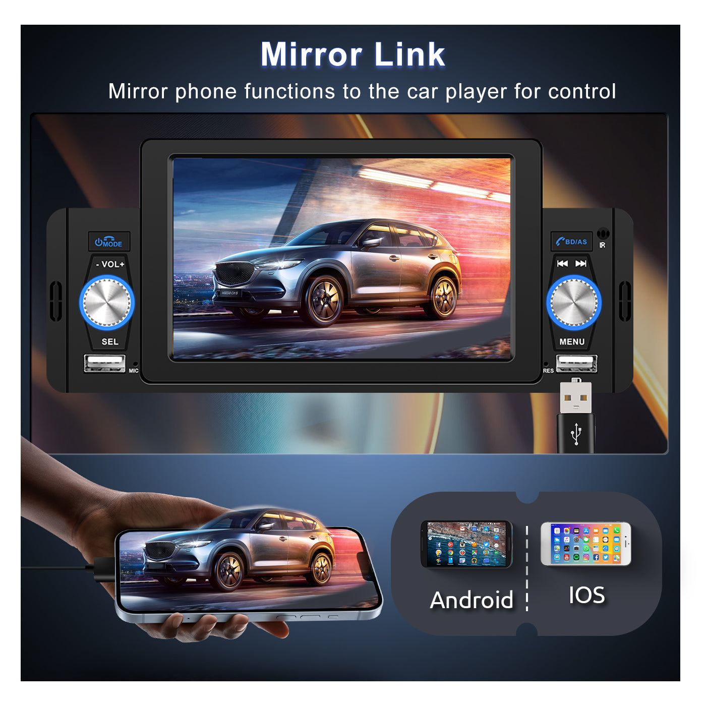 PODOFO 5 Inch Touchscreen Single Din Car Stereo Radio, MP5 Player with