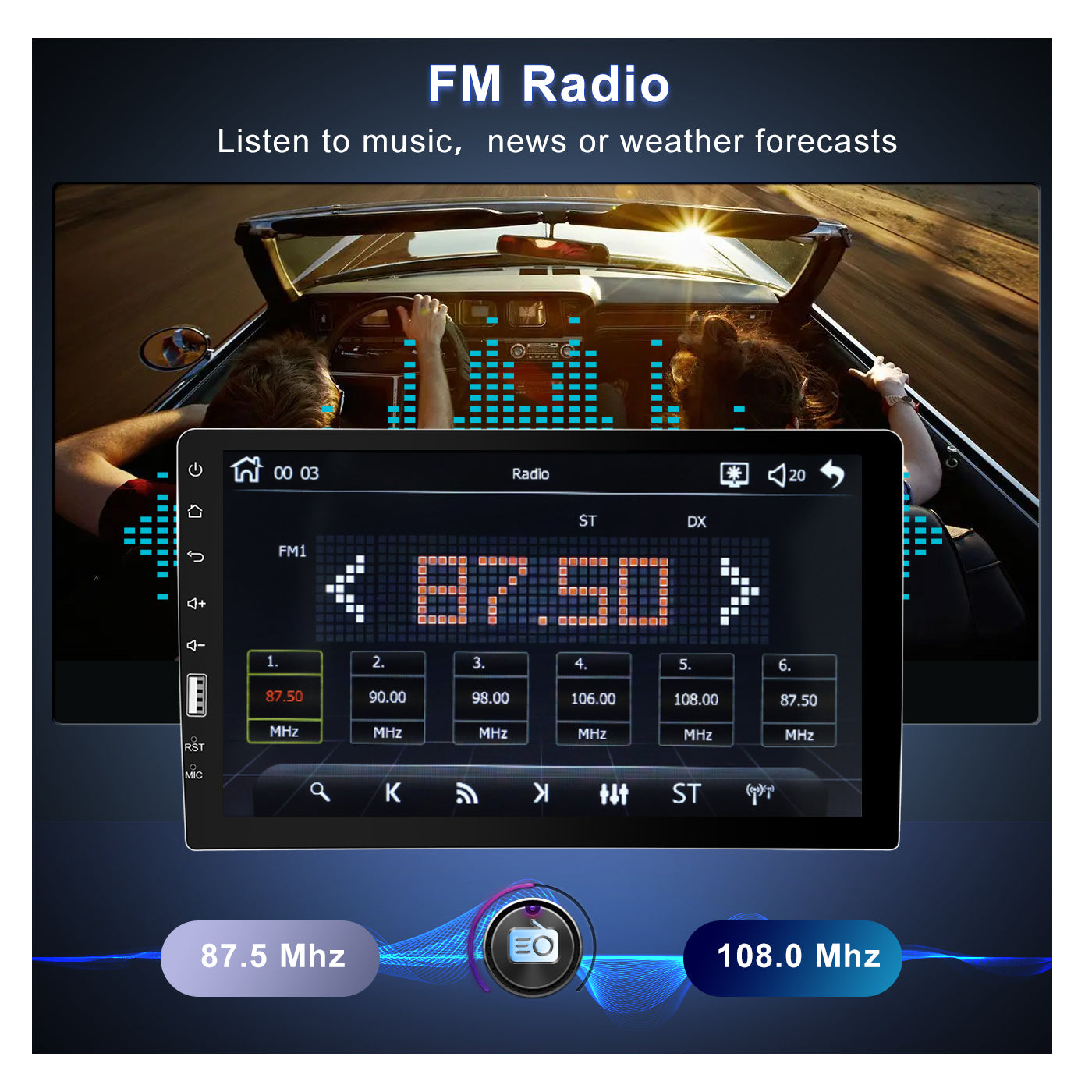 PODOFO CarPlay & Android Auto Single Din Car Stereo Radio, 9 Inch Touc